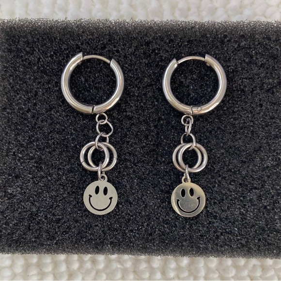 Accessories | Titanium Steel Smiley Face Dangle Drop Earrings For Men ...